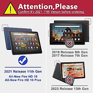 Grifobes All New Kindle Fire HD 10 Tablet & Fire HD 10 Plus (11th Generation,2021 Released) Case, Smart Auto Sleep/Wake Multi-Angle Stand Folio Cover with Stylus Holder/Pocket (Black+Brown)