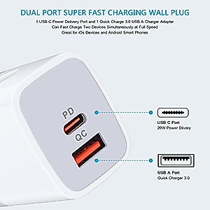 USB C Wall Charger, PD Charger Adapter, 3Pack 20W Power Delivery +Quick Charge 3.0 Dual Port Fast Charger Block Wall Plug for iPhone 14 13 12 11 Pro Max Mini 10 SE XR XS X,Samsung S23 S22 S21 S20 A13