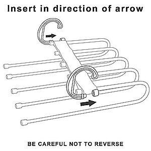 WAOU Massy Pants Hangers Multi-Layer Hanging Pants 5 in 1 Pants Rack Stainless Steel Pants Hangers Folding Storage Rack Space Saver Storage for Trousers Scarf Tie Belt Adjustable Gary (1 Pack)