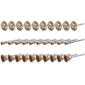 SUJAYU Wire Brush for Drill, 30 Pcs Brass Wire Wheel for Drill, Dremel Wire Brush Dremel Bits Dremel Accessories, Buffing Wheel Drill Wire Brush Drill Sanding Attachment