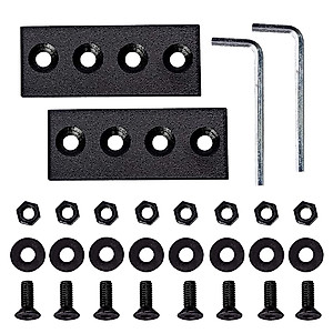 Interior Sliding Barn Door Hardware Connecting Adaptor, 3.15 inch Metal Joining Plate Repairing Fastener, Set of 2 Carbon Steel Hardware Track Connector Metal Splicing Piece, Matte Black
