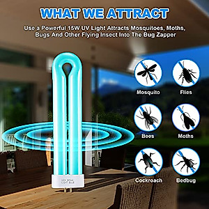 Kittmip BF35 Bug Zapper Replacement Bulbs FUL 15W-BL with Square 4-Pin Base, Compatible for Flowtron BK-15D, Stinger FP15, TZ15, BB-15WHT, 15W U Shape Insect Attracting Lamp for T6 T8 T9(1)