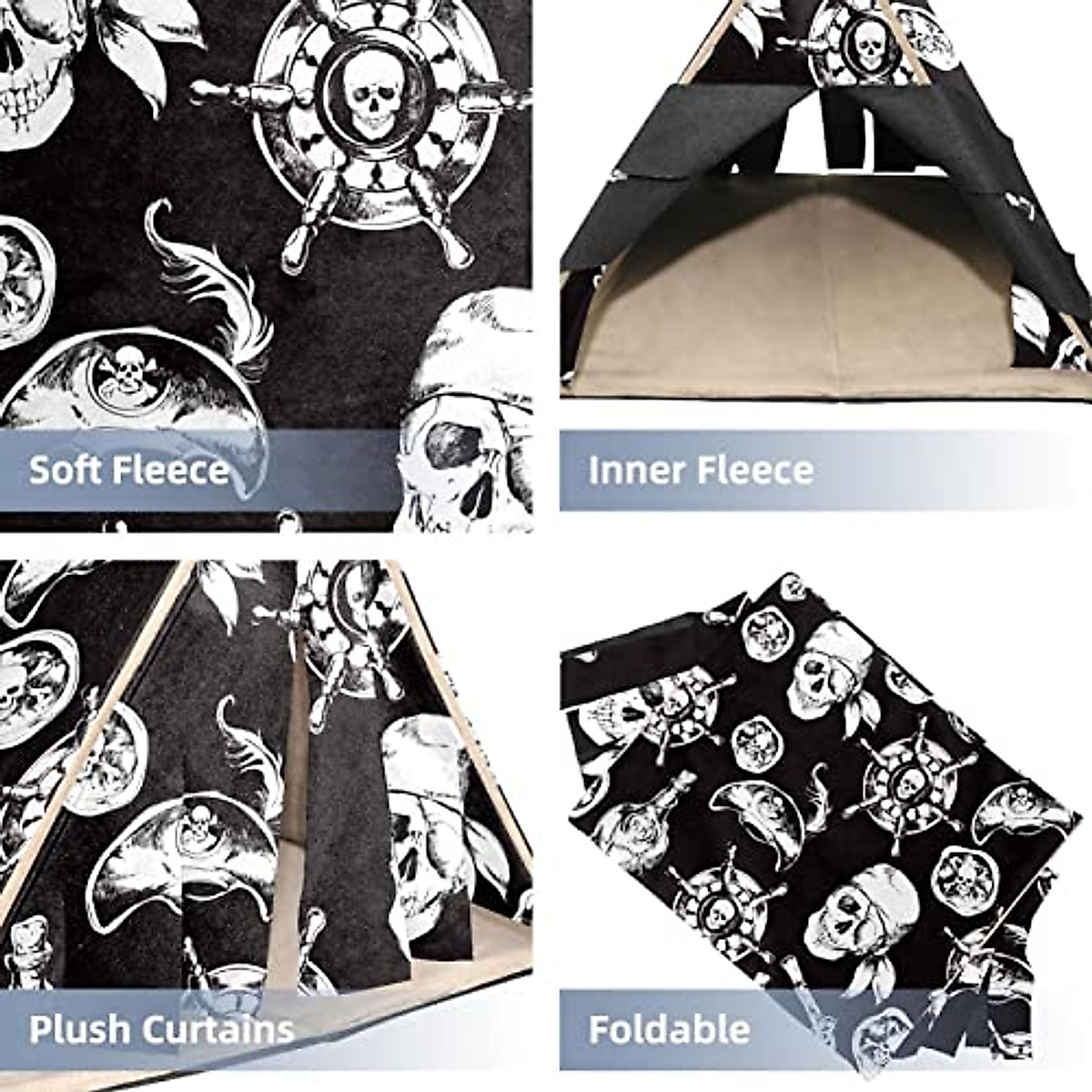 Y-DSIWX Guinea Pig Hideout House Bed, Skull Dark Pattern Rabbit Cave, Squirrel Chinchilla Hamster Hedgehog Nest Cage