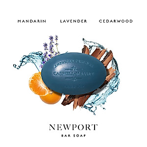 Caswell-Massey Natural Bar Soap for Men, Moisturizing Body Soap Bar for All Skin Types, Made with Essential Oils & Plant-Based Formula for Soft Skin, Newport, 5.8 oz