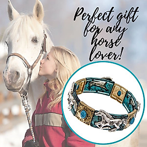 PammyJ Horse Bracelet Tri-Tone with Patina - Western Horse Stretch Bracelet