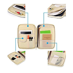 A4 Document Bags Portfolio Organizer-Multi-Functional Waterproof Travel Business Office Meeting Briefcase File Folder Case Zippered Note Pouch for Pads, Planners,13 inch Notebooks, Pens(Pink)