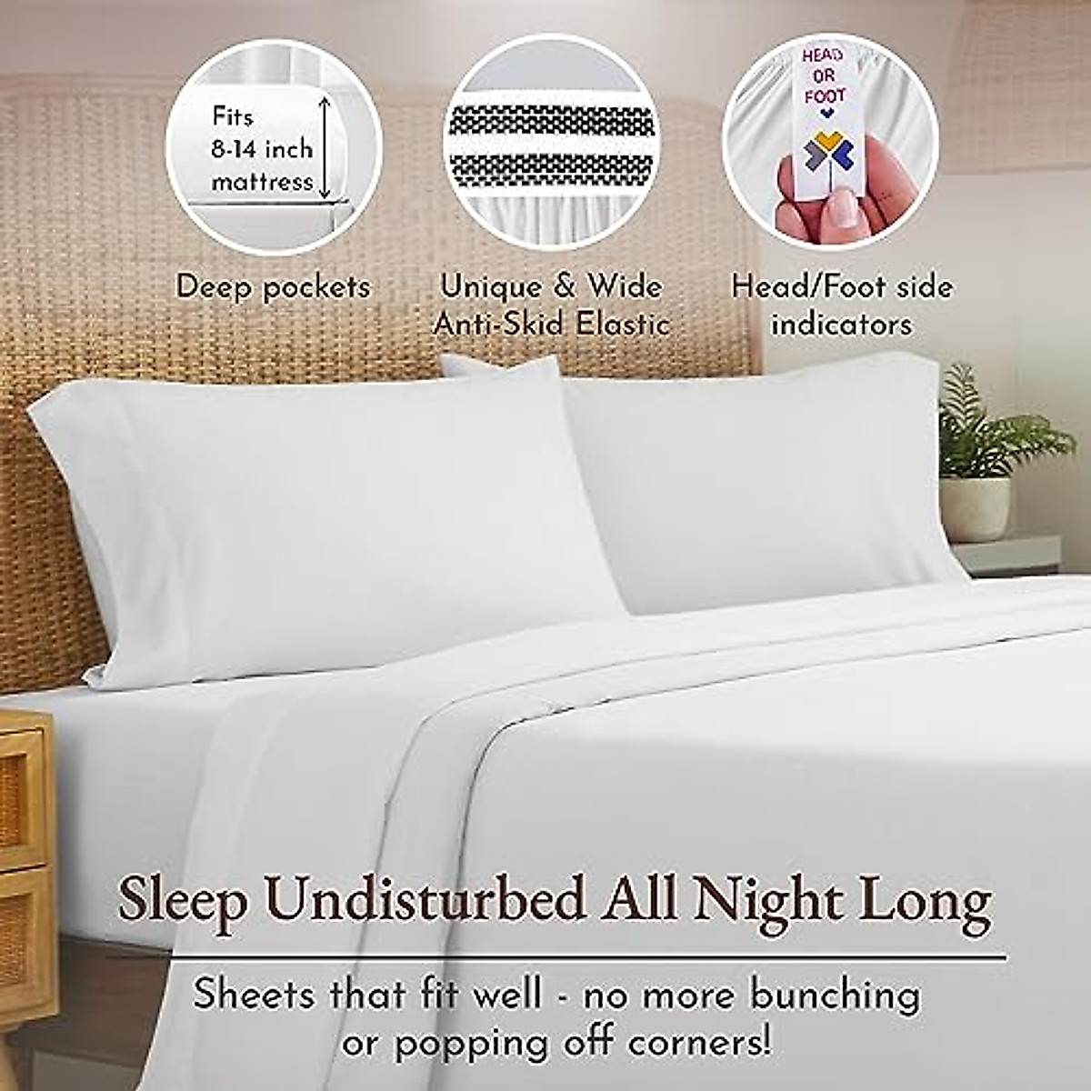California Design Den Twin Sheets Set, 100% Organic Cotton Sheets - GOTS Certified, Percale Sheets - Soft, Crisp & Cooling Sheets, Deep Pockets, 3 Piece Twin Bed Sheets, White Sheets