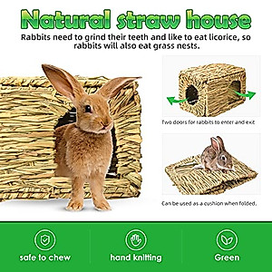 PStarDMoon Bunny Grass House-Hand Made Edible Natural Grass Hideaway Comfortable Playhouse for Rabbits, Guinea Pigs and Small Animals to Play,Sleep and Eat