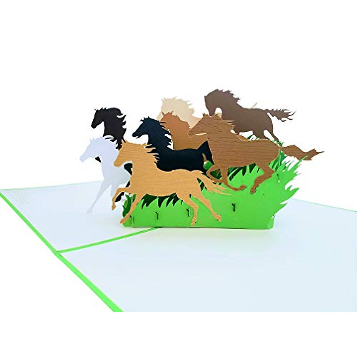 iGifts And Cards Inspirational Wild Horses 3D Pop Up Greeting Card - Majestic, Colt, Pony, Mustang, Stallion, Half-Fold, Happy Birthday, Retirement, Just Because, New Business Adventure, All Occasion