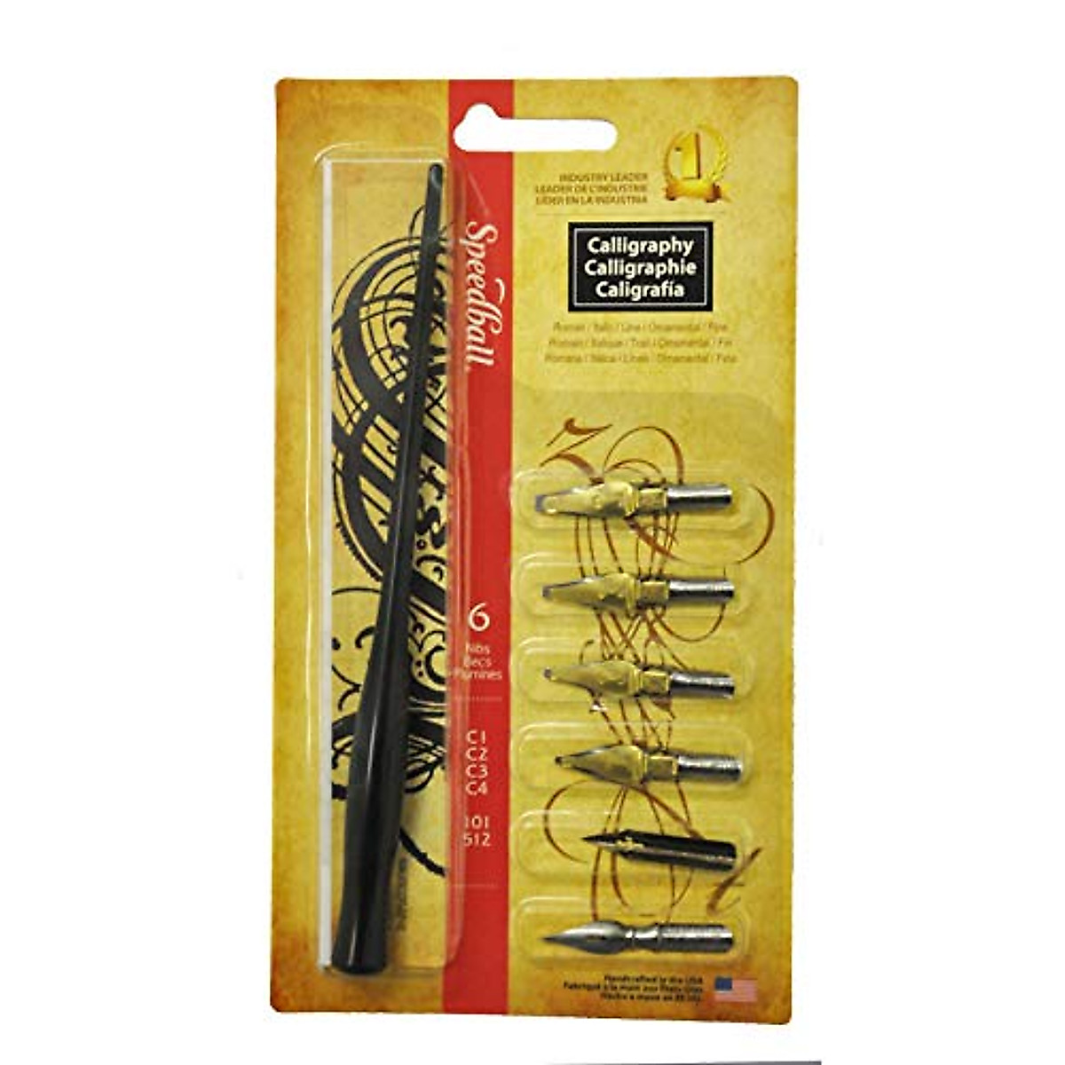 Speedball Calligraphy Pen Set - 1 Penholder w/ 4 Nibs, 2 Pen Tips