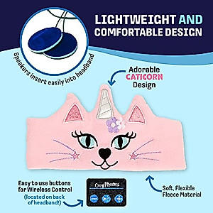 CozyPhones Kids Headphones, Headband Earphones for Children Baby & Toddlers 1-3, Stretchy & Comfy Travel Accessories - Wireless - Caticorn