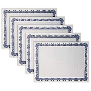 100 Sheet Certificate Paper, Blue Border, Letter Size Blank Paper, by Better Office Products, Specialty Award, Diploma Certificate Paper, Laser and Inkjet Printer Friendly, 8.5 x 11 Inches, 100 Count