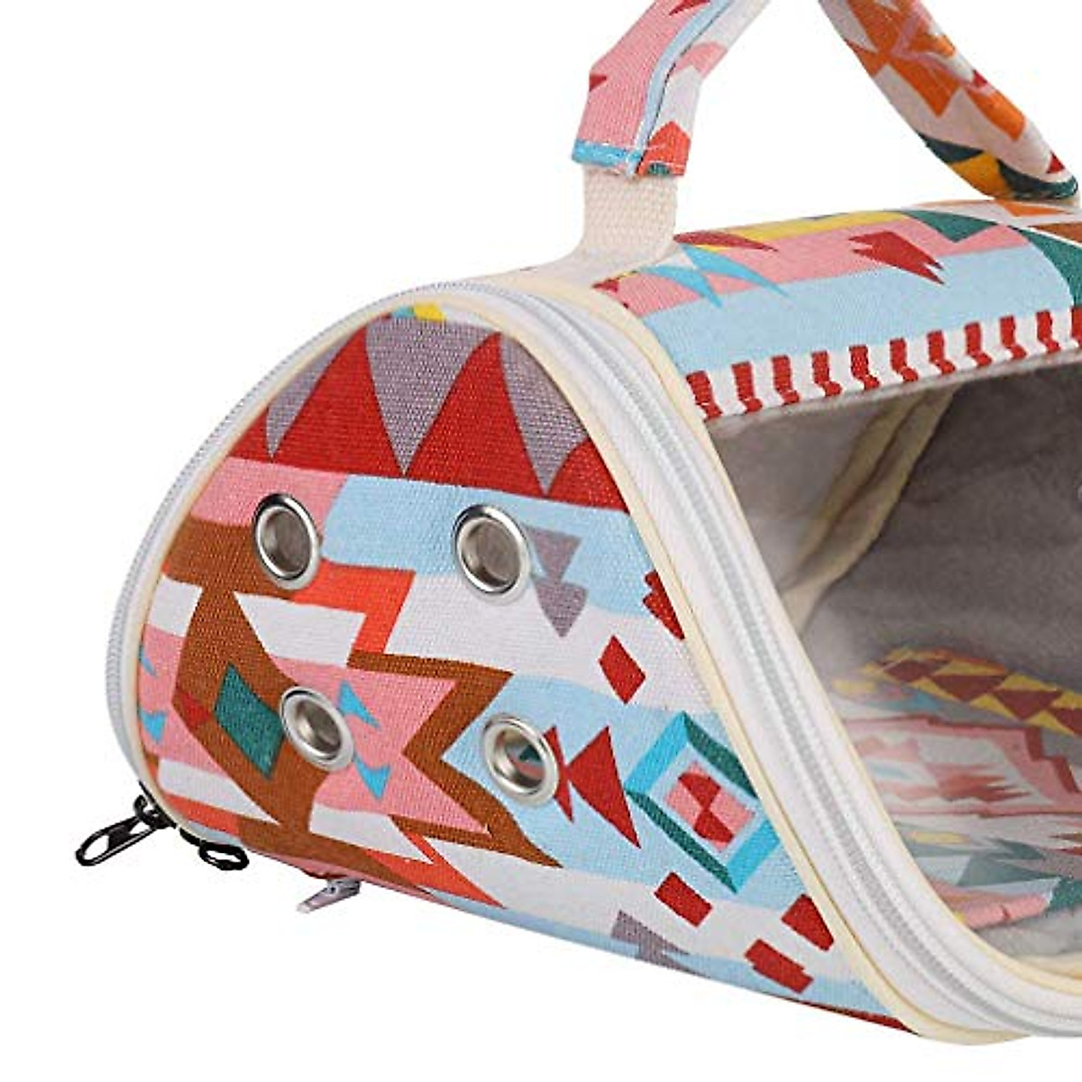 Bird Carrier Bag Small Pet Portable Breathable Outgoing Bag for Parrot Budgie Parakeet Cockatiel Conure Lovebird Finch Canary Amazon Hamster Mice Rat Chinchilla Guinea Pig Squirrel (Pink Ethnic)