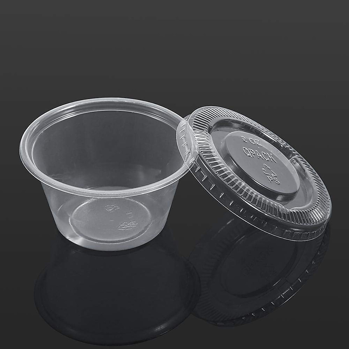 Disposable Sauce Cup, 4 Sizes 50Pcs Disposable Plastic Clear Sauce Chutney Cups Boxes With Lid Food Takeaway Hot for Restaurants(2oz)