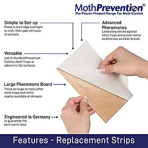MothPrevention Powerful Moth Trap Refill Strips | 3X Twin Packs (6 Strips in Total) - for Clothes Closet Moths - Clothes Moth Traps | Moth Pheromone Traps for House | Results Guaranteed!