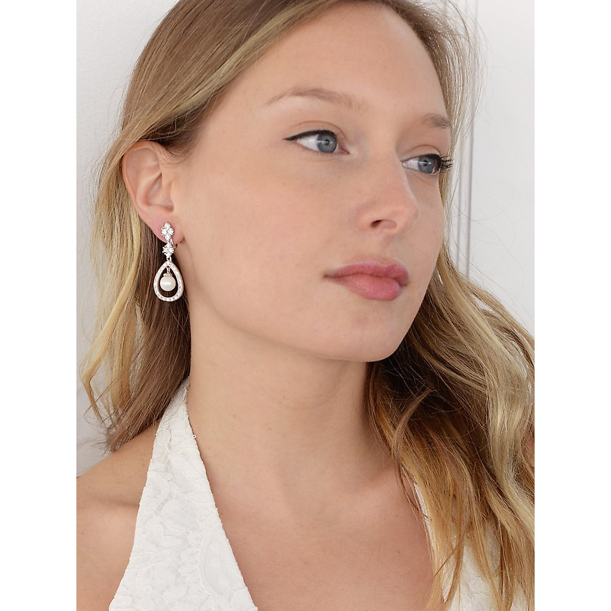 Mariell Pearl Bridal Wedding Earrings for Bride, Pearl Jewelry for Bridesmaid, Prom, Mother of the Bride