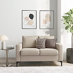 Hillsdale Alamay Modern Upholstered Loveseat Fabric Sofa, Oatmeal