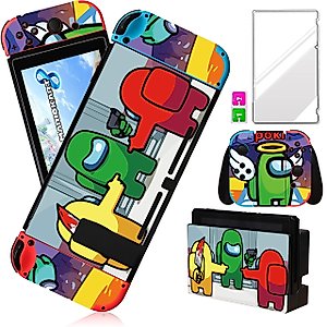 oqpa for Nintendo Switch Skin Cute Kawaii Cartoon Character Design Sticker,Fun Funny Fashion Cool Switch Game Skins for Us Girls Boys Kids Stickers+Tempered Glass Film for Nintendo Switch(Angel)