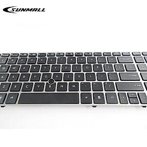 SUNMALL Keyboard Replacement with Silver Frame Compatible with HP Elitebook 8560P 8570P Probook 6560B 6565B 6567B 6570B 6575B Series Keyboard with Pointer