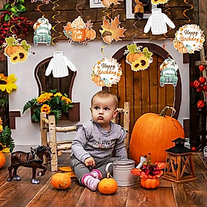 Fall Little Pumpkin Party Decorations, Happy Birthday Pumpkin Banner and Autumn Hello Fall Party Hanging Swirls Decorations, Little Pumpkin Baby Shower Fall Thanksgiving Birthday Party Supplies