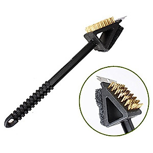 GEZICHTA Barbecue Grill Brush and Scraper –Grill Brush and Scraper Best BBQ Brush for Grill, Stainless Steel Scraper Wire 3 in 1 Bristles Grill Cleaning Brush