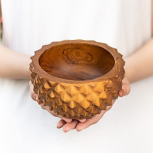 Rainforest Bowls 6" Pineapple Javanese Teak Wood Bowl- Perfect for Everyday Use, Hot & Cold Friendly, Ultra-Durable- Exclusive Luxury Custom Wooden Bowl Design Handcrafted by Indonesian Artisans