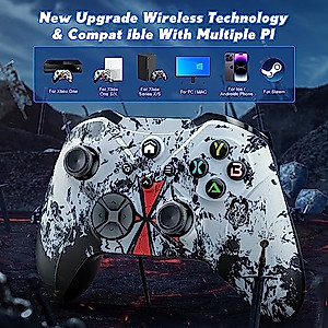 Wireless Controller Replacement for Xbox One Controller Compatible with Xbox One/Xbox One X/S/Xbox Series S/X,Steam,Android/iOS/PC , Built-in 6-Axis Motion Sensor, Audio Jack,Turbo,Macro Function