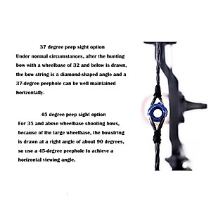 37/45 Degree Aluminum Hooded Peep Sight Compound Bow Housing Aperture Kit with 3 Size inner Core (Black, 37 Degree)