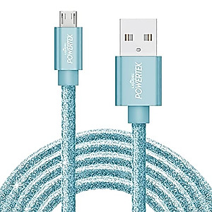 Micro USB Cable Android Charger, 6ft Fast Charging USB 2.0 A to Micro B Cable, Compatible with Samsung Galaxy S7 S6 Edge PS4 Xbox (Light Blue)