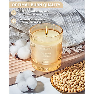M&SENSE Vanilla Bean Scented Candles for Home Luxury Candle Gift Set, House Warming Gifts New Home, 7.4 oz 45 Hours Slow Burning, Natural Soy Candle for Home Scented