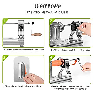 WellToBe 6-Blade Vegetable Spiralizer Spiral Slicer Veggie Pasta Spaghetti Maker for Healthy Low Carb/Paleo/Gluten - 304 Food Stainless Steel Body