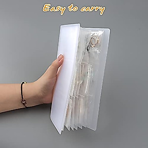 Designster Transparent Jewelry organizer book - Jewelry Storage Album for Earring Organizer Storage Book Bag, Jewelry Travel Organizer Holder for Necklace Rings Bracelet Studs (84 Slots+50 Thicken PVC Bags)
