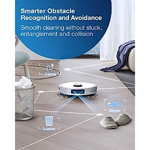 ECOVACS DEEBOT T9+ Robot Vacuum and Mop Combo with Auto-Empty Station, Precision Laser Mapping, 3D Maps, Oscillating Mopping, 3000Pa Suction, Hands-Free Cleaning for Up to 60 days, Air Freshener,White