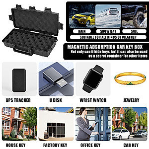 FALESOUL Upgraded Black Magnetic Key Box for Under Car, Magnetic Keychain, Magnetic Key Box, Key Holder Magnetic, Hide a Key Magnetic Holder, Waterproof Magnetic Key Hider Outdoor