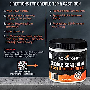 Blackstone 2-IN-1 Griddle & Cast Iron Seasoning Conditioner 6.5 OZ– Effective Seasoning Rub Formula – Food Safe – Easy to Use Cleaner & Conditioner – with Satisfying Customers Travel Tissue (1Pack)