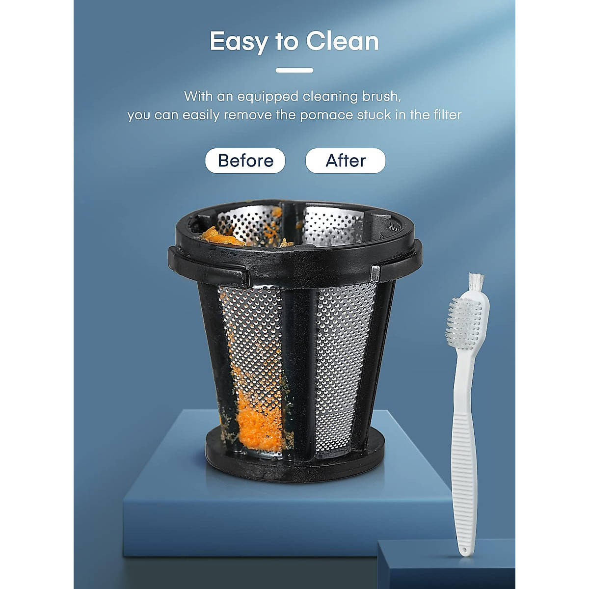 Juicer Machines, HOUSNAT Professional Celery Slow Masticating Juicer Extractor Easy to Clean, Cold Press Juicer with Quiet Motor and Reverse Function for Fruit & Vegetable, Brushes & Recipes Included