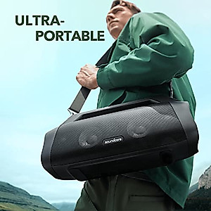 Anker Soundcore Motion Boom Plus Outdoor Speaker with 80W Booming Sound, 20H Playtime, IP67 Waterproof and Dustproof, Type-C, Custom EQ, Bluetooth 5.3, Portable Bluetooth Speaker (Renewed)