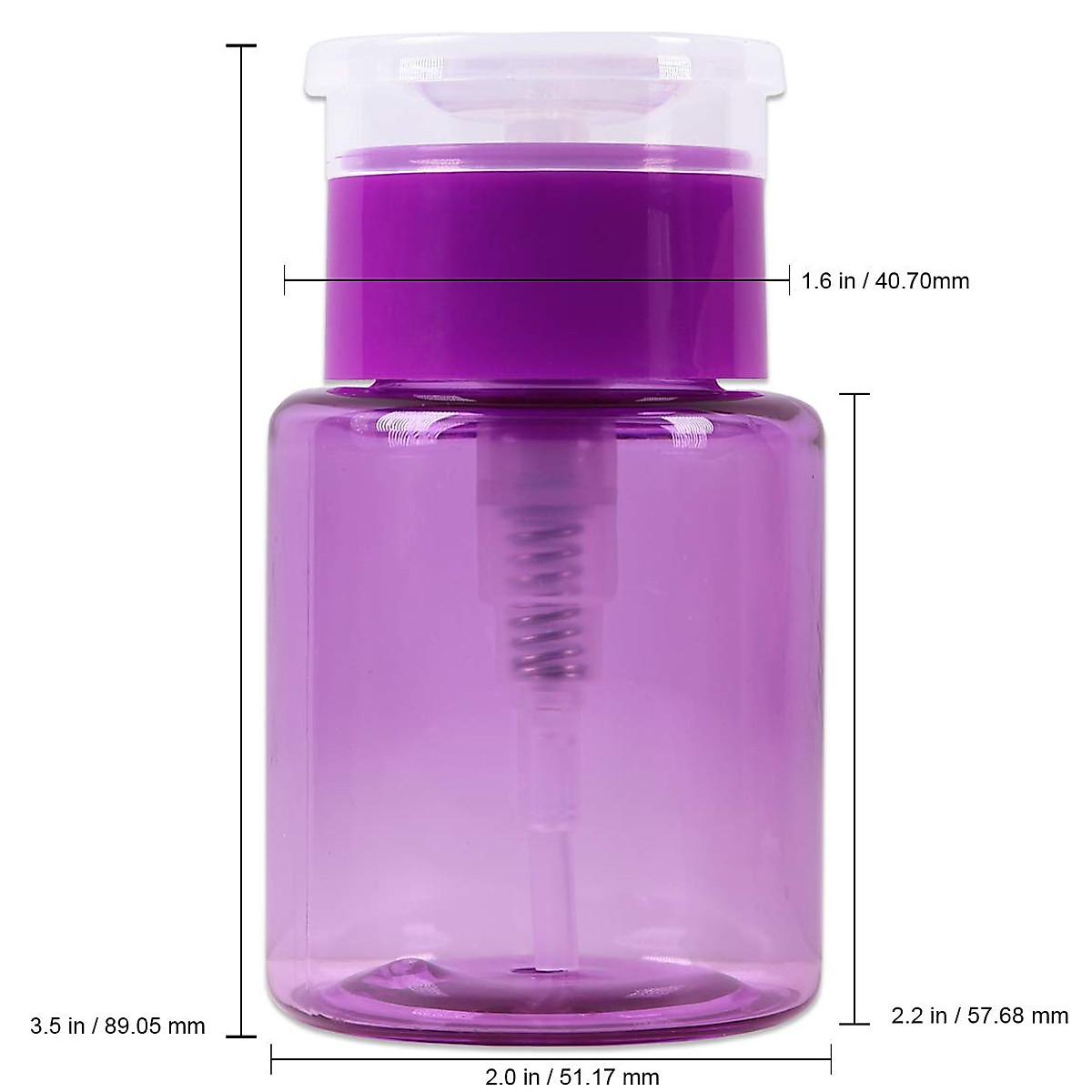 3oz Push Down Pump Dispenser Flip Top Cap Refillable Empty Bottle - Color: Purple - Lockable Travel Cosmetic Packaging Empty Bottle for Nail Polish Manicure