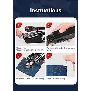 Handheld Sewing Machine, Mini Portable for Quick Stitching, Portable Sewing Machine Suitable for Home,Travel and DIY, Electric for Beginners - Black