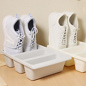 Cabilock 2pcs Storage Shoe Tray, Plastic Shoes Rack, Space-saving Shoe Organizer, No Assembly Required, Multifunctional