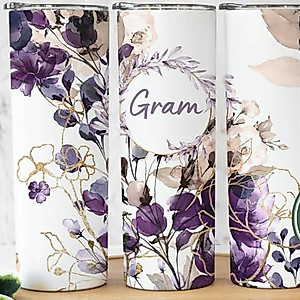 Watercolor Flower Skinny Tumbler, Straight Stainless Steel Insulated Skinny Cups, Vacuum Double Wall Travel Coffee Mug, Birthday Gift, Gift for Mom (20 oz)