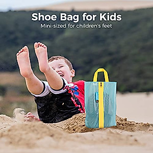 pack all Water Resistant Kids Shoe Bag for Travel, Storage Organizer Shoe Pouch with Zipper, Cute for Girls, Boys,Toddlers（Blue)
