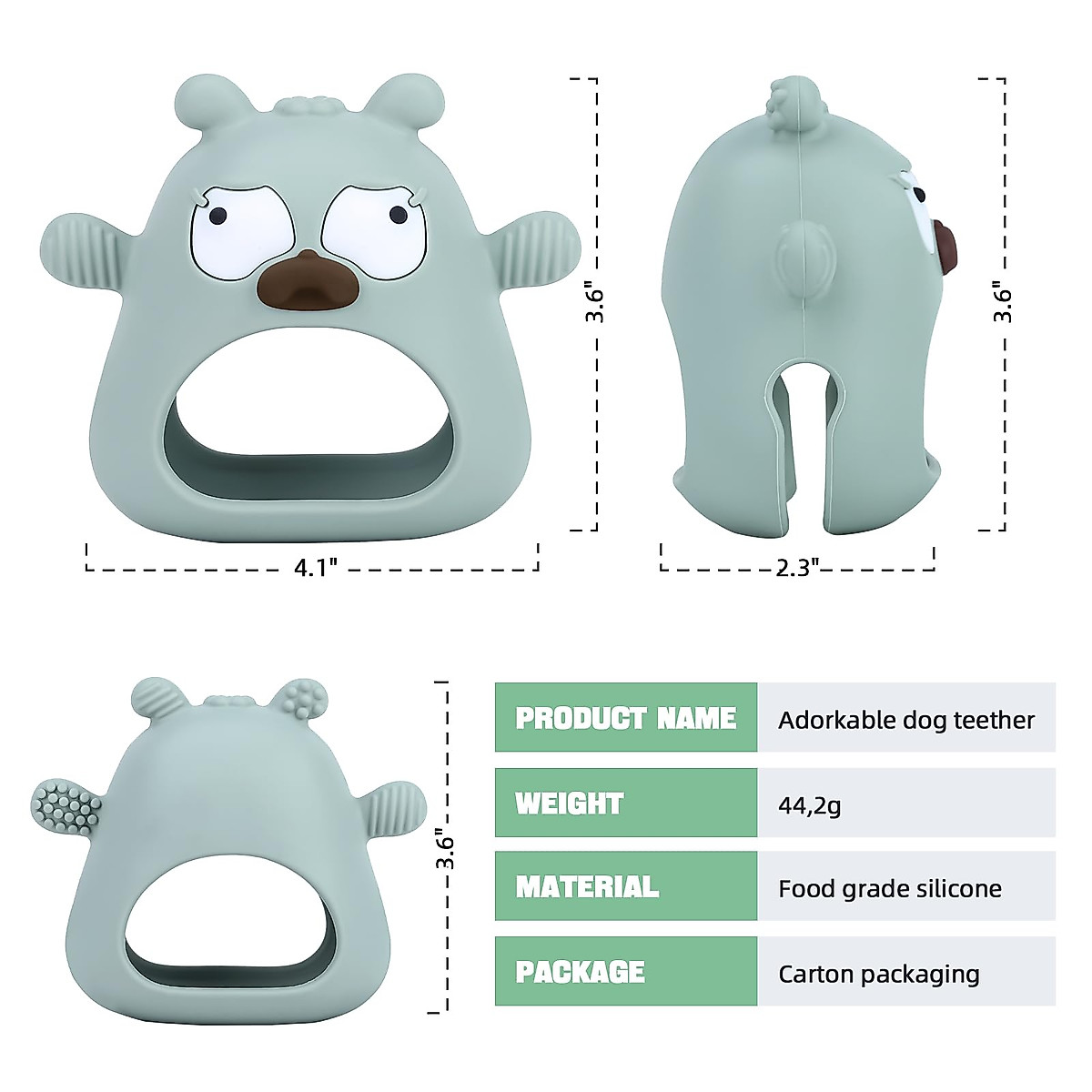 Teething Toys for Babies 0-6-12 Months, Baby Teether Never Drop Baby Teether for Teething Relief, Silicone Baby Hand Mittens with Sucking Need Pacifier, Baby Chew Toys for Breast Feeding (Green)