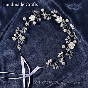 Wedding Hair Accessories, Flower Girl Headpiece, Princess Headband with Pearls for Girls, Brides and Women (Silver)