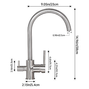 Techzm Water Filtration Kitchen Faucet 3 Way Water Filter Taps Brushed Nickel