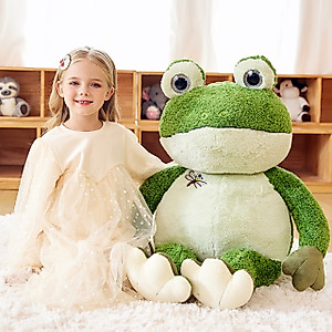 EARTHSOUND Giant Frog Stuffed Animal Plush Toy,Large Frog Jumbo Cute Soft Toys,Big Size Huge Fluffy Plushy Oversized Fat Plushie,Gifts for Kids Girls Boys Girlfriend (30 inches, Green)