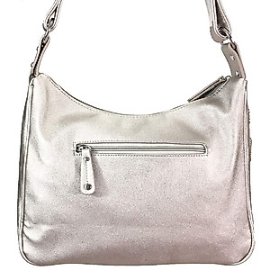 Zzfab Fashion Locking Concealed Carry Big Hobo Bag CCW Cross Body Bag with Credit Card Slots Pewter