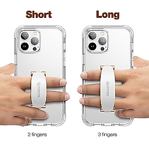 Onpint Phone Grip Finger Strap Holder 3.23 inches, 2-in-1 Cell Phone Slim Finger Loop Holder Kickstand Compatible with iPhone Samsung and Most Smartphones - White