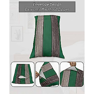 Edwiinsa Turquoise Brown Ombre Pillow Covers King Standard Set of 2 20x36 Bed Pillow, Farmhouse Teal Wooden Striped Plush Soft Comfort for Hair/Skin Cooling Pillowcases with Envelop Closure