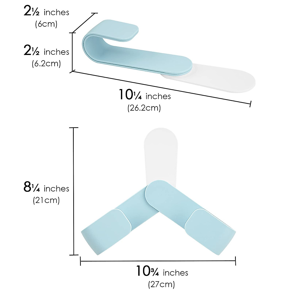 HappyLily Pot Lid Organizer for Cabinet Door, Adhesive Pot Lid Holder Wall Mounted, Adjustable Hanging Pot Rack for Lids (2 Pack/White & Blue)